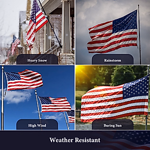 American Flags for Outside 3x5, Heavy Duty American Flag with Embroidered Stars, Thicken Nylon US Flag with Sewn Stripes Brass Grommets US Flags 3x5 Outdoor Made in USA High Wind All Weather Flags