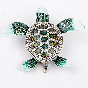 SEVENBEES Small Green Sea Turtle Trinket Box Hinged Hand Painted Enameled Sea Turtle Figurine Jewelry Box Gift for Home Decor