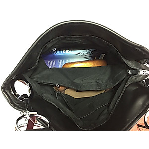 Zzfab Women Sparkle Gem Chevron Large Rhinestone Hobo Bag with Shoulder Strap Black