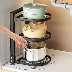 Pots And Pans Organizer for Cabinet.3-Tiers Heavy-Duty Pot and Pan Rack for Kitchen Organization, Height Adjustable and Space Saving Pot Organizer football Valentine's Day President's Day Gift