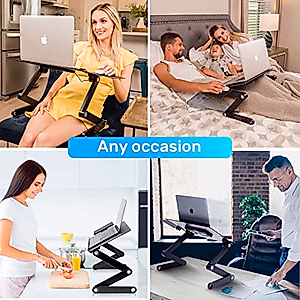 Desk York Portable Laptop Table for Couch, Computer Lap Desk, Laptop Holder for Bed and Sofa, Adjustable Laptop Desk w/ Cooling Fan, Gift for Wife, Husband, College Students