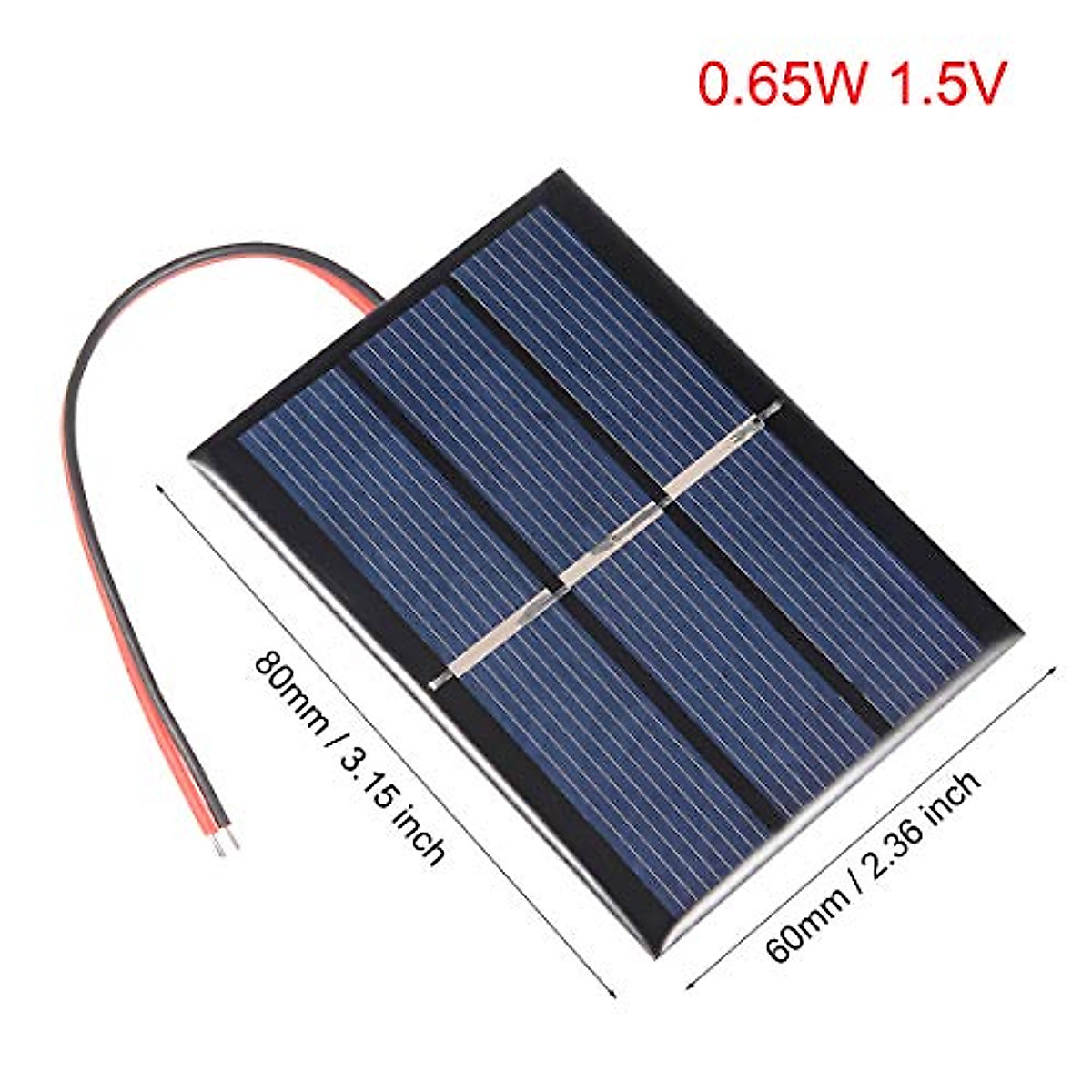 uxcell 5Pcs 0.65W 1.5V Small Solar Panel Module DIY Polysilicon with 145mm Wire for Toys Charger