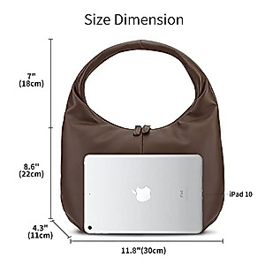 Puffer Hobo Bag, Women Leather Shoulder Bag Handbags Winter Soft Padded Tote Purse, Black