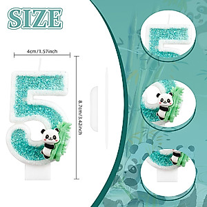 iNINGER Panda Happy Birthday Cake Topper Number 11 Candle Panda Bear Bamboo 11th Birthday Cake Decoration Jungle Animals Theme Party Birthday Supplies for Boys Girls Kids (11th Green)