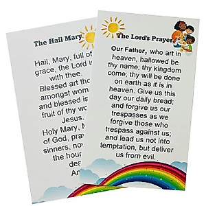 Westmon Works The Hail Mary and Our Father Lords Prayer Childrens Holy Cards Bulk Classroom Pack, Set of 24