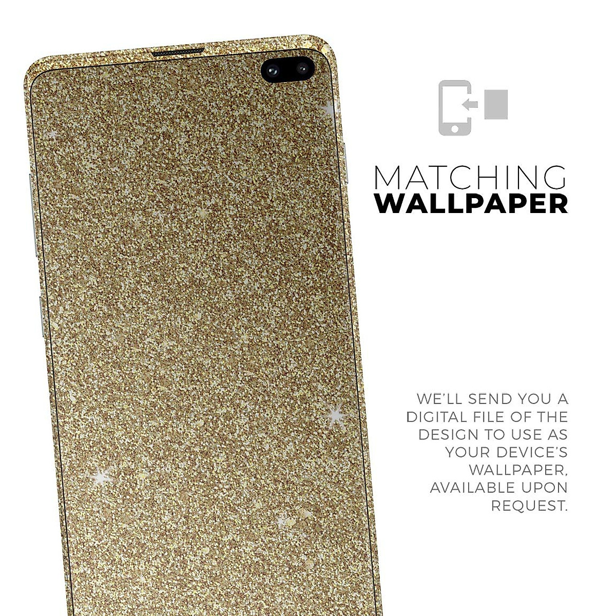 DesignSkinz Sparkling Gold Ultra Metallic Glitter | Protective Vinyl Decal Wrap Skin Cover Compatible with The Samsung Galaxy S10 (Full-Body, Screen Trim & Back Glass Skin)
