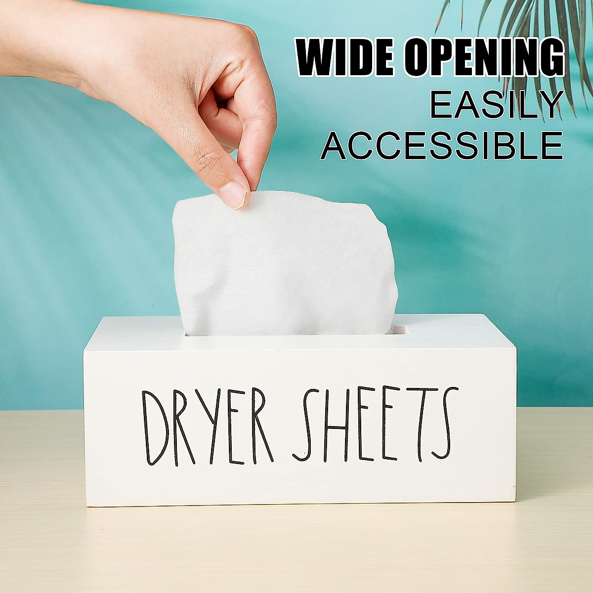 Dryer Sheet Holder Dispenser Container Dryer Sheet Storage Box for Laundry Room Decor Light Luxury Style Fabric Softener Dispenser for Organizing Decorations (White,Wood)