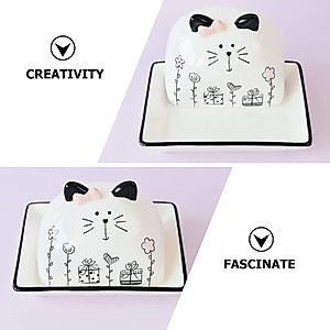 Hemoton Butter Holder Butter Box Clamshell Dish Household Ceramics Cheese Dish