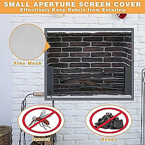 Fireplace Screen Mesh Cover, Fireplace Cover Baby Proof Barrier Guard Pet Proof with Magic Tape, Fireplace Doors Mesh Gate Fire Place Cover for The Living Room Decorative Indoor, 39" x 32" Inches
