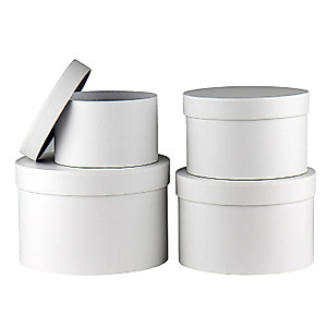 Round Gift Boxes with Lids Flower Boxes for Arrangements White Round Boxes Set of 4 Nesting Gift Boxes with Lids for Flowers Arrangements Empty, Bridesmaid, Proposal, Wedding, Birthday, Party Favor