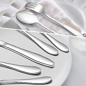 Homikit 40-Piece Silverware Set, Stainless Steel Flatware Cutlery Set for 8, Modern Home Restaurant Wedding Eating Utensils, Include Knife Spoon Fork, Dishwasher Safe, Mirror Polished