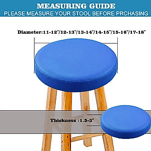 ANWUCHEN Stool Covers Round, 2 Pack Waterproof PU Leather Round Bar Stool Covers Anti-Slip Round Bar Stool Seat Cover with Elastic Bands Durable Round Chair Cover for 14-15 Inch Round Chair (Black)