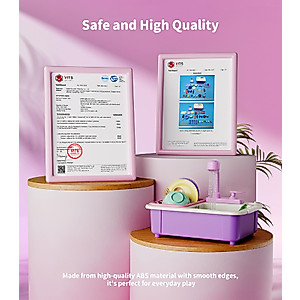 Geyiie Kitchen Sink Toy for Toddlers, Play Sink with Running Water, Upgraded Real Faucet, Dish Rack & Play Cutting Food, Kids Kitchen Sink Toy Gifts for 3 4 5 6 7 Years Old