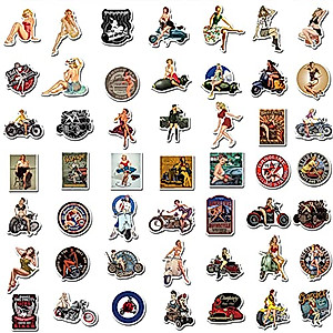 Pinup Girl Stickers 100 pcs Retro Vintage Stickers Vinyl Waterproof Stickers for Girls Adults Men Bike Luggage Car Laptop Skateboard Motorcycles