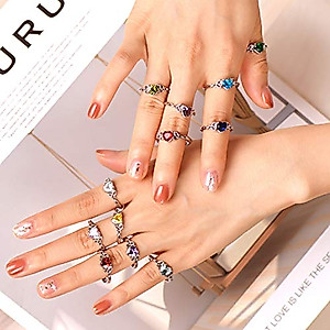 Suplight 925 Sterling Silver March Birthstone Rings Adjustable Aquamarine Celtic Knot Heart Rings for Women