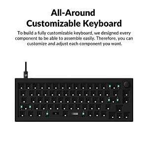 Keychron Q2 Wired Custom Mechanical Keyboard Barebone Knob Version, QMK/VIA Programmable Macro, Compatible with Mac Windows Linux, Hot-Swappable 65% Layout, Double-Gasket DIY Kit - Blue