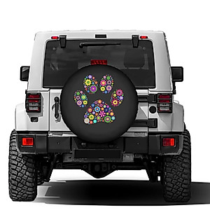Foruidea Animal Paw Print Spare Tire Cover Dust-Proof Wheel Tire Cover Fit Trailer, RV, SUV and Many Vehicle 17 Inch