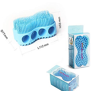 Emoly Upgraded Soft Silicone Body Brush Body，Scrubber Bath Shower Glove Exfoliating Skin SPA Massage Scrubber Cleanser, Antiskid Finger Sleeve for Baby Kids Wife Men Women Family (Blue)