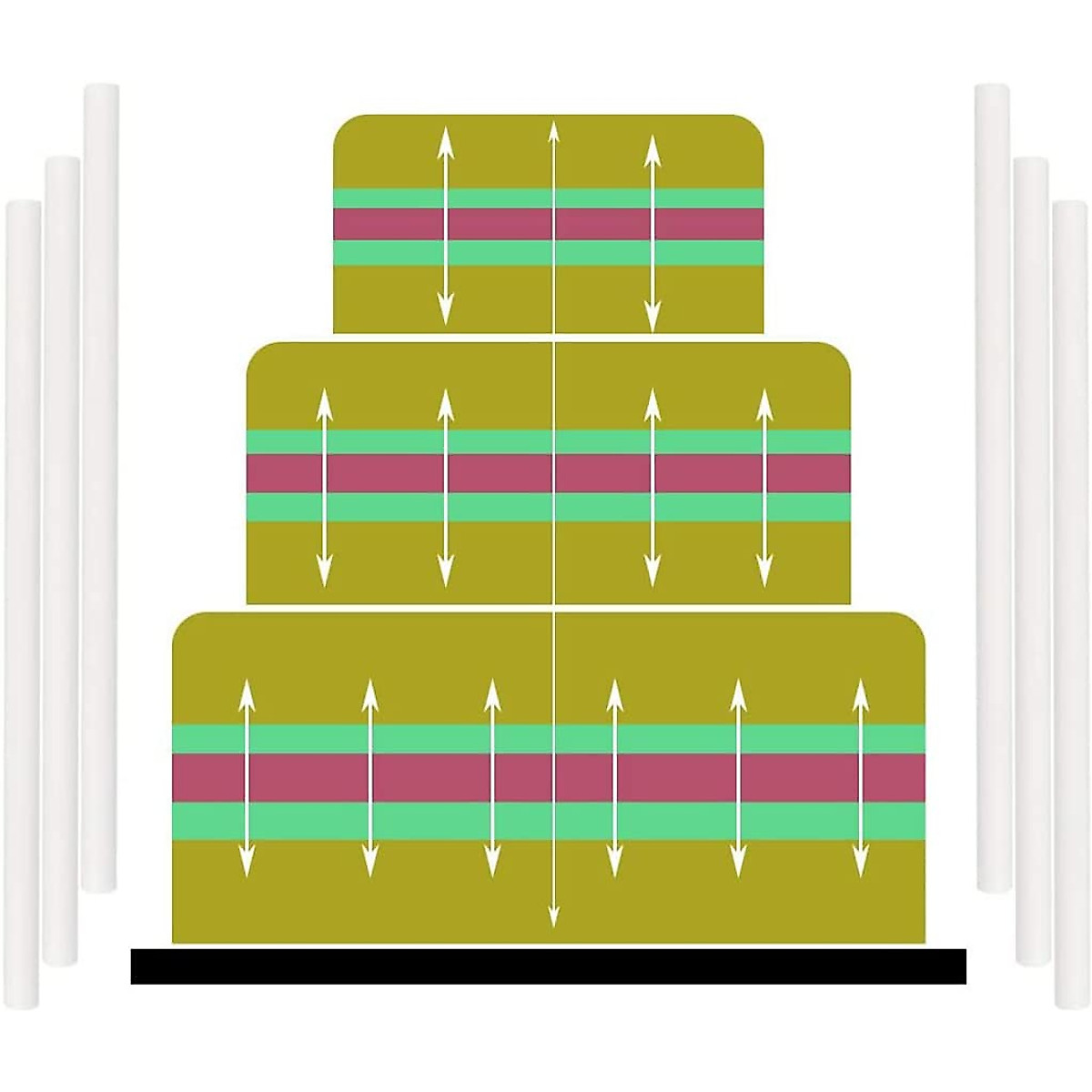 PSGGARY 50 pcs Plastic Cake Dowel Rod White Cake Dowel Rods, Tiered Cake Construction Rods, Cake Stacking Supporting Rods, 0.4 Inch Diameter, 9.5 Inch Length