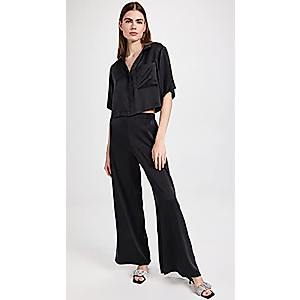 Lunya Women's Washable Silk High Rise Pant Set, Immersed Black, XS