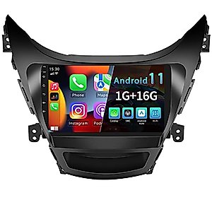 Android 11 Car Stereo for Hyundai Elantra 2012 2013 with Wireless Apple Carplay Android Auto, 9 ’’ 1+16 Touch Screen in Dash GPS Radio with Navi WiFi Bluetooth FM RDS HiFi SWC + AHD Backup Camera