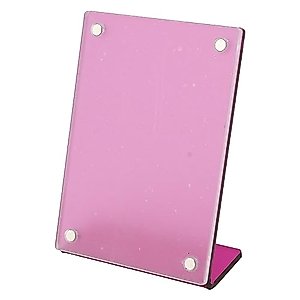 Slanted Back Photo Frame, Wide Application 3 Inch Multi Purpose Acrylic Self Standing Photo Frame L Shaped for Business Cards for Office (Rose Red)