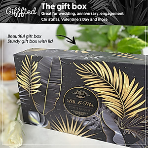 Triple Gifffted Couples Gifts For Wedding Anniversary, Engagement, Christmas, Mr and Mrs Mugs, Him Her, His Hers, Newlywed Couple Gift, Bride Groom, Lids Teaspoons, Ceramic, 380ML