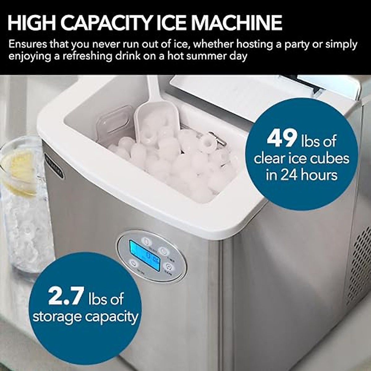 Whynter IMC-490SS Portable Ice Maker, 49-Pound, Stainless Steel