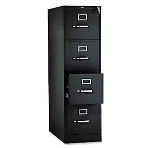 HON 4-Drawer Letter File - Full-Suspension Filing Cabinet, 26-1/2-Inch Black (310 Series - Model 314PP)