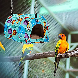 GNEORA Winter Warm Bird Bed for Cage, 2 in 1 Waterproof Parakeet Bird Fluffy Parakeet Nest，Hammock Bird Bed for Parakeets African Grey Cockatoos Cockatiels Lovebird L