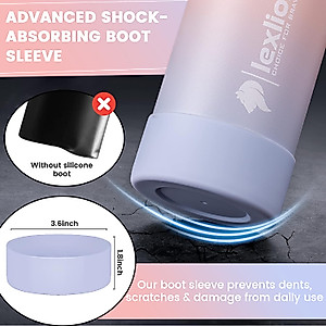 Lexlion Tea Infuser Bottle - Fruit Infuser Water Bottle 32 Oz, Triple Walled Insulated Stainless Steel Bottle, Thermal Leaf Infuser, Silicone Sleeve, 3 Lids Leakproof, Metal Mug Gallon