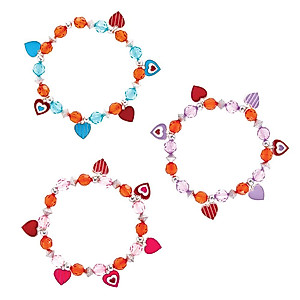 Baker Ross AT418 Heart Charm Bracelet Kits - Pack of 3, Creative Valentine's Day Art And Craft Supplies For Kids To Make And Decorate