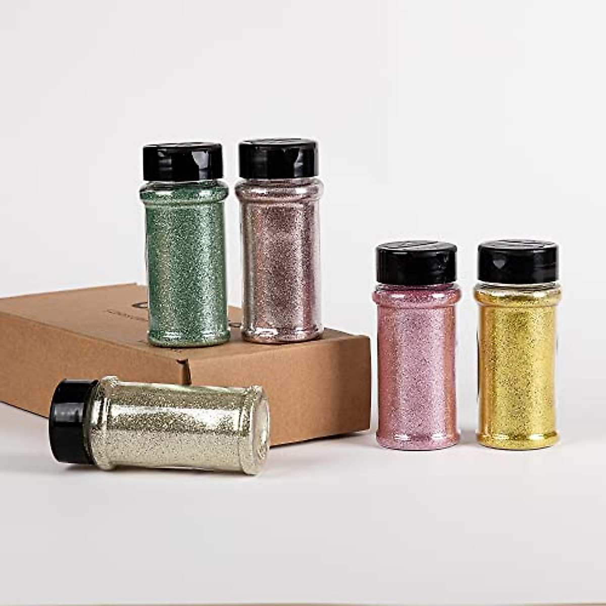 Extra Fine Glitter,5 Colors Glitter Pack,283g/10oz Craft Glitter Powder for Resin,Slime,Nail,Tumbler (5 Light Metallic Colors)