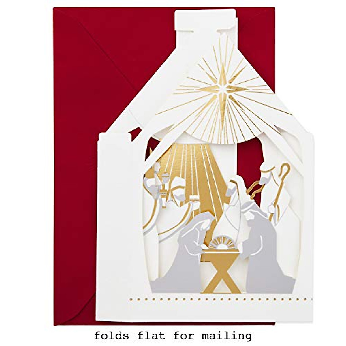 Hallmark Paper Craft Christmas Boxed Cards, Pop Up Nativity (5 Cards with Envelopes)
