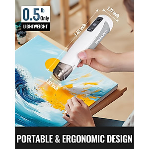 WORKPRO 7.2V Mini Cordless Heat Gun, 680℉ Hot Air Gun with Reflector Nozzle, 3 Temp Settings - Cool Air, 302℉(150℃)/680℉(360℃), Fully Ceramic Heating Core for Craft Embossing, Shrink Wrapping PVC