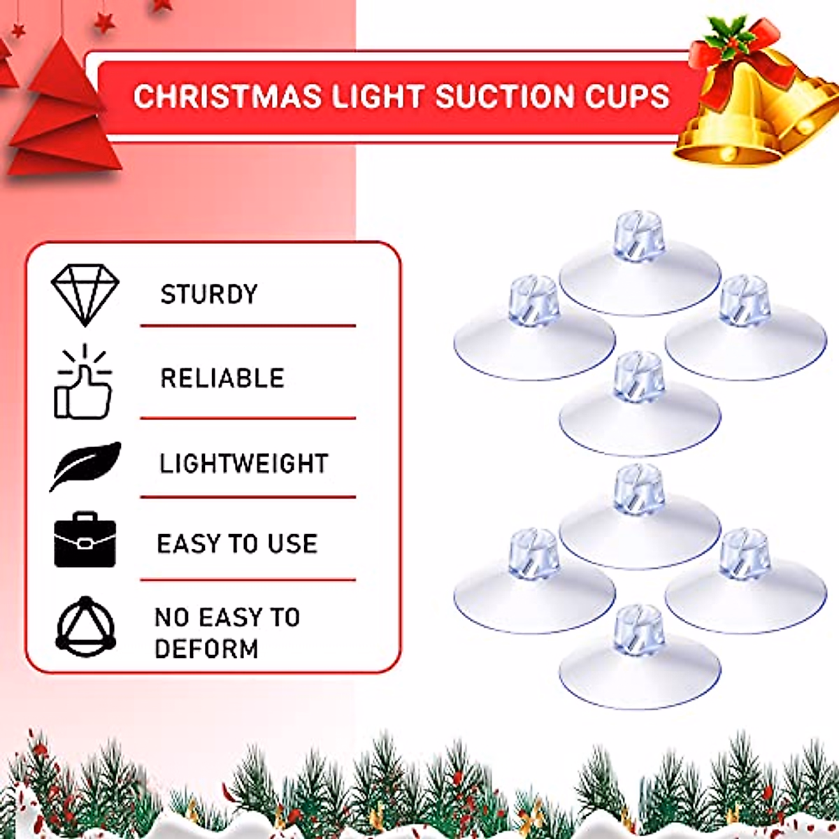 Christmas Light Suction Cup Shower Caddy Large Heavy Strength Heavy Duty Clear Plastic Transparent Light String Mini Suction Cup Hooks Holder for Kitchen Bathroom Shower Caddy Connectors (25 Pieces)