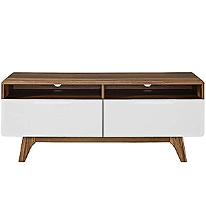 Modway Origin Mid-Century Modern 47 Inch TV Stand in Walnut White
