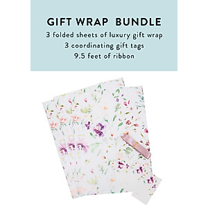 Itsy Belle Studio Fall Wedding Wrapping Paper and ribbon set with tags - Fall wrapping paper, Purple Flower wrapping paper sheets, Boho Baby Shower wrapping paper birthday girl, Fall Bridal Shower