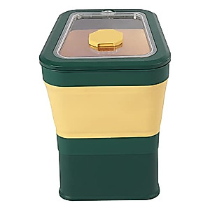 Rice Food Storage Containers, Collapsible 11.6 to 26 Lbs Rice Dispenser with Airtight Locking Lid, Grain Container Food Storage Bin for Kitchen, Dog Pet Cat Flour Sugar Kitchen Pantry Holder