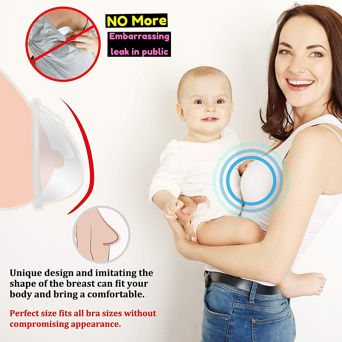 Breast Shells, Milk Catcher, (2PCS) Breastmilk Collector, Milk Savers for Breastfeeding, Nipple Shields with Plug, for Milk Leaks, Collect Breastmilk, Protect Cracked Nipple, Reusable & BPA-Free
