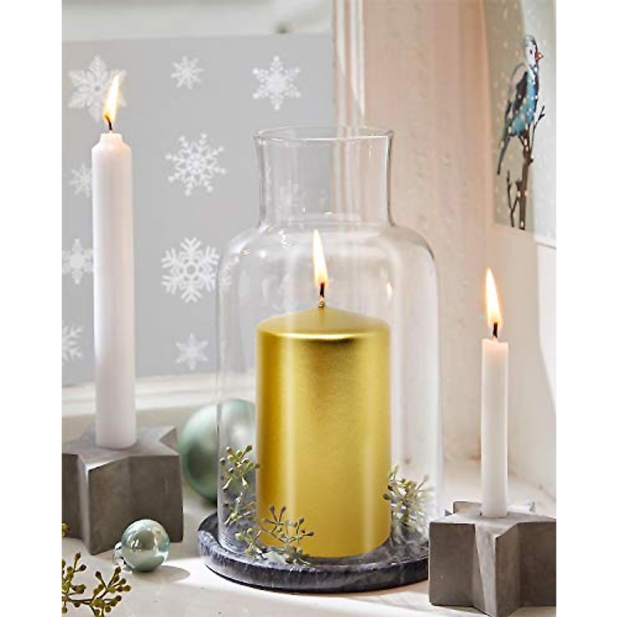 Hyoola Metallic Pillar Candles - 6 Pack - Gold Pillar Candles - European Made Decorative Pillar Candles - 2.4 Inch x 4 Inch