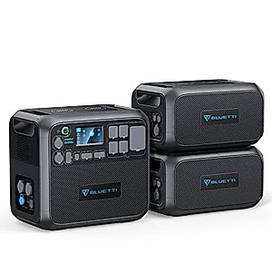 BLUETTI Portable Power Station AC200MAX and 2 B230 External Battery Modules, Expand to 6144Wh LiFePO4 Battery Backup w/ 4 2200W AC Outlets, Solar Generator for Home Backup, Blackout, RV Trip