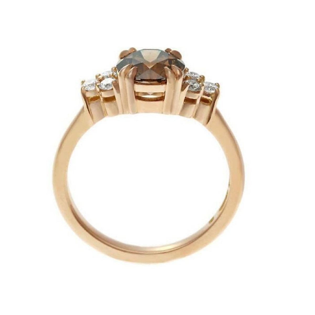 Skylark 2.00Ct Round Cut Chocolate Diamond prong set Engagement Wedding Ring 14k Yellow Gold Finish