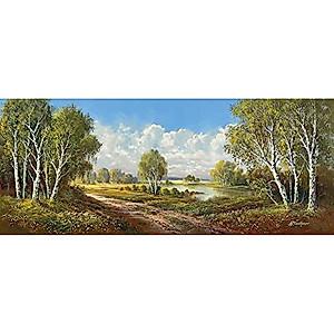 ArtDirect Birch Lane at HORNI RYBNIKY 48x20 Huge Gallery Wrapped Canvas Museum Art by Buchner, H.