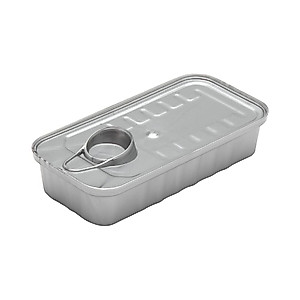 Restaurantware 2 oz Rectangle Silver Plastic Tin Can - with Lid - 4" x 2" x 1" - 20 count box