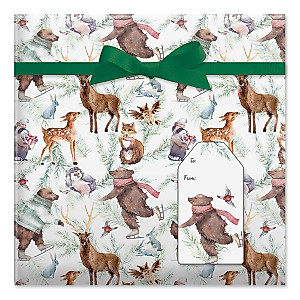 Current Forest Friends Christmas Rolled Wrapping Paper - Premium Jumbo 23-Inch x 32-Foot Gift Wrap Roll, 61 Square Feet Total