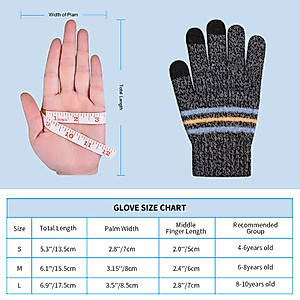 Kids Winter Warm Knit Gloves - 3 Pairs TouchScreen Knitted Cotton Glove Thicken Mittens Kids Gloves Running Sport Cold Weather Gloves Full Finger Thermal Hand Gloves for Outdoor Ski Riding Cycling 4-6