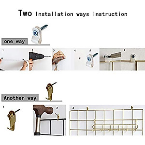 FRIADE Wall Grid Panel for Photo Display,Wall Storage Organizer ,5 Metal Clips & 3 S Hooks & 4 Nails & 4 Plastic Hanging Buckles and 4 Screws Offered,Size 17.5" x 11.8",2 Pack(Rose Gold)