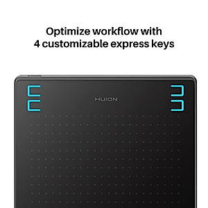 Drawing Tablet HUION HS64 Beginner Graphics Tablet OSU Tablet with Battery-Free Stylus 8192 Pressure Sensitive for Dgital Art, Painting & Design, Compatible with Windows, Mac, Android & Linux Black