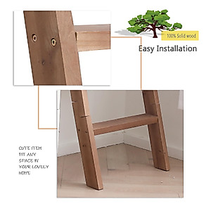 FUIN 5ft (58") Wood Blanket Ladder Living Room Decorative Wall Leaning Farmhouse Quilt Display Holder Shelf Rustic Wooden Towel Rack for Bathroom, Brown